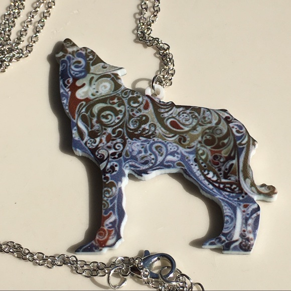 Jewelry | Howling Wolf On A Chain Colorful Paisley | Poshmark